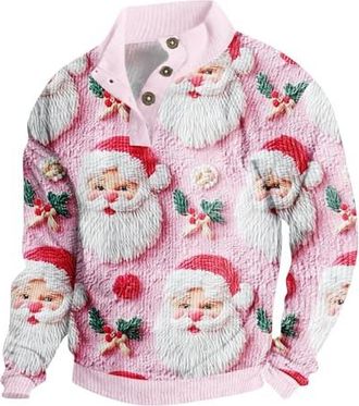 Generic Pull à col rond pour homme - En velours côtelé - Tendance - Motif flocon de neige - Imprimé graphique - Sweat surdimensionné à manches longues en velo