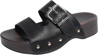 Generic Sandales tendance pour femme avec sangle &agrave; boucle et bout ouvert avec plateforme de soutien de la vo&ucirc;te plantaire confortables et d&eacute;contract&eacute;es pour l