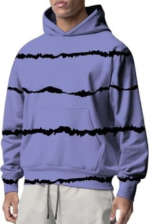 Generic Sweat &agrave; capuche pour homme - Sweat &agrave; capuche ray&eacute; - Manches longues - Doux - Avec capuche - Pour lext&eacute;rieur - Confortable - Coupe ample - Coupe droite