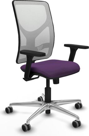Piqueras y Crespo Stuhl mit leisen Rollen, 3D-Arme, h&ouml;henverstellbare Lendenwirbelst&uuml;tze, ausgestattet mit 3 Positionen und Schneideschaum, Wei&szlig;/Violett