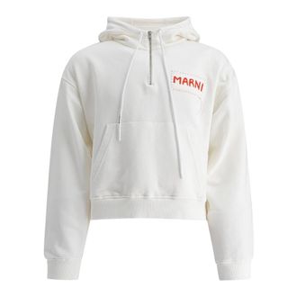 Marni Wei&szlig;e Logo Hoodie Sweatshirt Streetwear - - Sweatshirts & Hoodies - Herren - Wei&szlig; - L