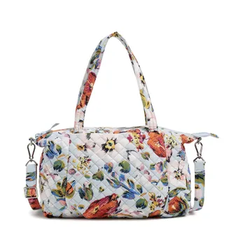 Vera Bradley Damen Baumwolle Plissee Multi-Strap Schulter Satchel Geldbörse, Sea Air Floral - Recycelte Baumwolle, Einheitsgröße