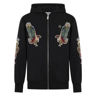 Philipp Plein Homme, Sweatshirts et sweats &agrave; capuche, Noir, Taille: M Zip Sweat &agrave; capuche Tattoo Patches