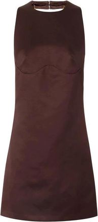 Elisabetta Franchi Femme, Robes, Brun, Taille: 38 FR Mini-robe en satin duchesse avec collier