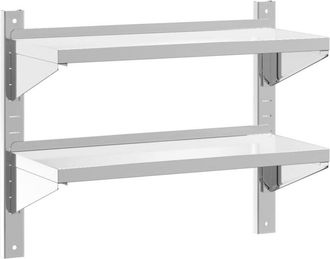 vidaXL Wandregal mit 2 Böden 75x30x60 cm Silbern Edelstahl vidaXL