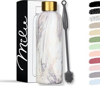 Milu Gourde Isotherme - Bouteille Isotherme - 500ml - Gourde INOX Bouche Standard - Gourde Sport Étanche - Gourde Enfant sans BPA - Brosse de nettoyage inc