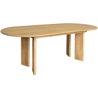 Sweeek Table &agrave; manger oblongue extensible bois dh&eacute;v&eacute;a et placage ch&ecirc;ne naturel 6-8 places 170-210cm - Albane