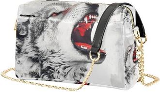 Mnsruu Sacs à bandoulière pour femme, sac à main en cuir gris loup hurlant