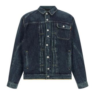 Undercover Homme, Vestes, Bleu, Taille: XL Veste en jean d&eacute;lav&eacute;e
