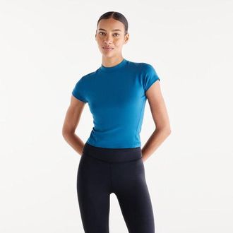 New Balance Femme NB Define Fitted T-Shirt en Bleu, Poly Knit, Taille XL