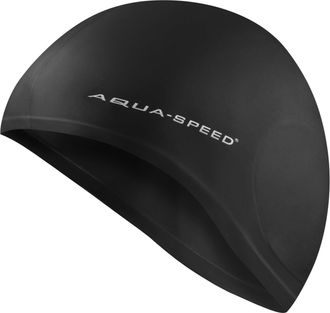 Aqua Speed Badekappe Ohrentaschen | Badehaube Damen & Herren | Bademütze schwarz | Schwimmmütze Mädchen Jungen | Schwarze Schwimmkappe wasserdicht | Swimming Cap