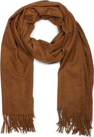 styleBREAKER Unisex Schal mit Fransen | weiches Viskose Tuch in Uni Farbe | langer Winterschal für Damen und Herren | Große Farbvielfalt, Farbe:Cognac