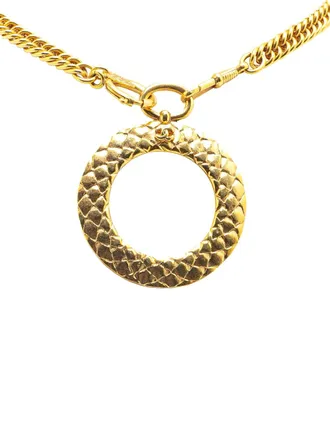 Chanel collier en plaqué or à pendentif Loupe Magnifying Glass (1980-1990)