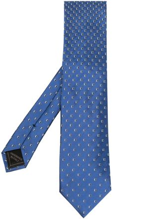 Brioni cravate &agrave; motif g&eacute;om&eacute;trique en jacquard - Bleu