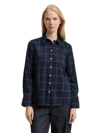 Tom Tailor Damen 1047586 Hemdbluse mit Muster, 39376-Blue Printed Check, 40