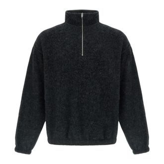 Jil Sander Sweatshirt mit halblangem Rei&szlig;verschluss und Rollkragen - - Sweatshirts & Hoodies - Herren - Grau - L