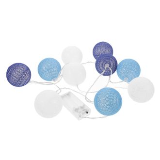 BESPORTBLE Batteriebetriebene Dekorative Lichterkette Mit Blauen Baumwollkugeln 10 Leds 1,5m F&uuml;r Innenr&auml;ume Und Stimmungsvolle Beleuchtung