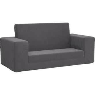 vidaXL Kinder-Schlafsofa 2-Sitzer Anthrazit Weicher Pl&uuml;sch vidaXL