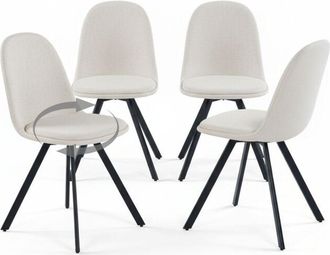 Furniture R FurnitureR Lot de 4 chaises de salle &agrave; manger, chaises pivotantes &agrave; 360&deg; sans accoudoirs avec pieds en m&eacute;tal, chaises de cuisine &eacute;l&eacute;gantes pour