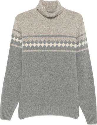Ferrante Pull &agrave; col roul&eacute; &agrave; motifs - Homme - Pulls - Gris - Taille: M