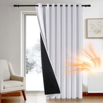 Deconovo Thermovorhang K&auml;lteschutz, Gardinen mit &Ouml;sen gegen K&auml;lte, W&auml;rmeisolierend Vorhang Verdunkelung Wohnzimmer, 245x280cm(H&ouml;hexBreite), Silber Grau, 1 St&uuml;c