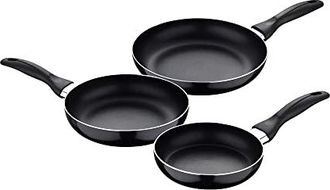 San Ignacio Lot de 3 poêles en aluminium pressé pour induction Q3260 Noir 3 casseroles