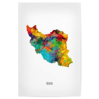 artboxONE Poster 30x20 cm Kartografie Iran Watercolor Map hochwertiger Design Kunstdruck - Bild Iran map Painting