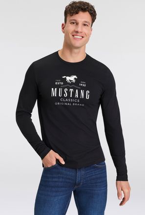 Mustang Langarmshirt MUSTANG Style Adrian, Herren, Gr. XXL, schwarz, Obermaterial: 100% Baumwolle, regular fit, Rundhals, Shirts Langarmshirt, Topseller