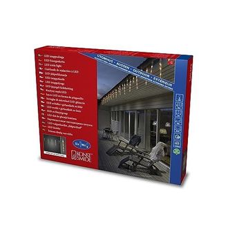 Konstsmide LED Eiszapfen Lichtervorhang mit 32 Zapfen, 96 bernsteinfarbene Dioden, 24V Außentrafo, weißes Kabel - 2770-802, 1500 x 1 x 32 cm, Weiß