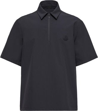 Moncler Moncler Chemise Semi-zipp&eacute;e &Agrave; Manches Courtes Et Logo, Homme, Noir, Taille: Xxl