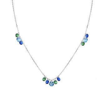 Luxenter 925 Sterlingsilber-Halskette mit mehrfarbiger Zirconia-Rhodium-Oberfl&auml;che - Onxo
