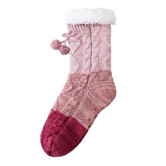 Generic Chaussettes Femme Fantaisie Funny Socks Chaussettes En Fleece Avec Pompoms Amusants Con&ccedil;ues Pour Le Confort Int&eacute;rieur Douces Et Chaudes Pour Les Jours
