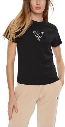 Guess Femme, Tops, Noir, Taille: 40 FR T-shirt imprim&eacute; &agrave; manches courtes et col rond