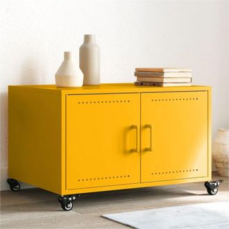 vidaXL Table basse jaune moutarde 68x50x43,5 cm acier Vidaxl