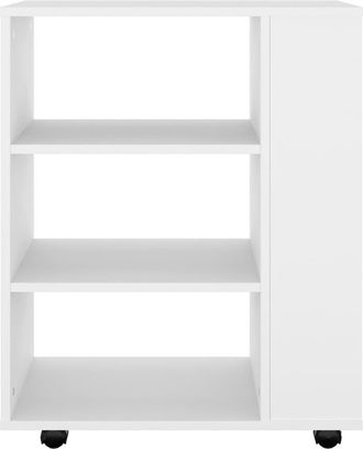 Generic Rollschrank mit F&auml;chern, Rollcontainer, B&uuml;roschrank, Aktenschrank, B&uuml;rocontainer, Schrank, B&uuml;ro, Druckerschrank, 60x35x75cm, Holzwerkstoff(Wei&szlig;) (Wei&szlig;