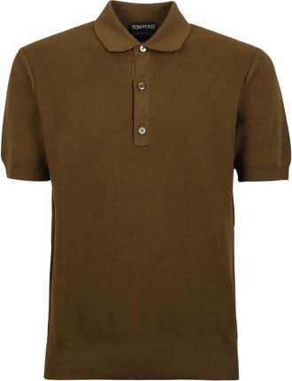 Tom Ford Homme, Tops, Vert, Taille: XL Polo en Piqu&eacute; de Soie et Coton