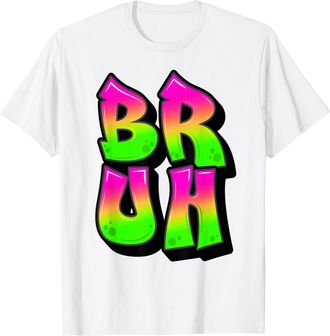 BDAZ Bruh Graffiti, rosa-gr&uuml;ne Grafik T-Shirt