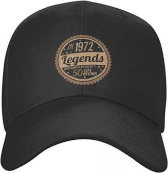 Generic Casquette de baseball personnalis&eacute;e fabriqu&eacute;e en 1972 Legends Casquette de baseball pour homme et femme R&eacute;glable 50e anniversaire Chapeau de camionneu