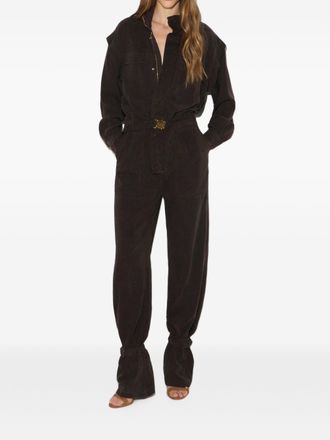 Elisabetta Franchi Workwear Denim Jumpsuit - Brown
