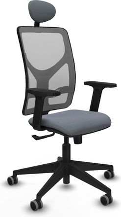 Piqueras y Crespo Stuhl aus Polycarbonat, graues Netzgewebe, 2D-Armlehnen, h&ouml;henverstellbare Lendenwirbelst&uuml;tze und festes Kopfteil, ausgestattet mit 3 Positionen und S