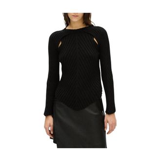 Ann Demeulemeester Femme, Pulls, Noir, Taille: 38 FR Pull en maille c&ocirc;tel&eacute;e