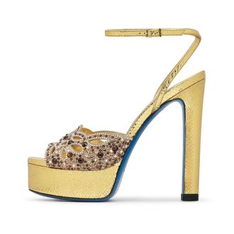 Loriblu Femme, Chaussures, Jaune, Taille: 39 EU Sandales bijoux imprim&eacute; serpent