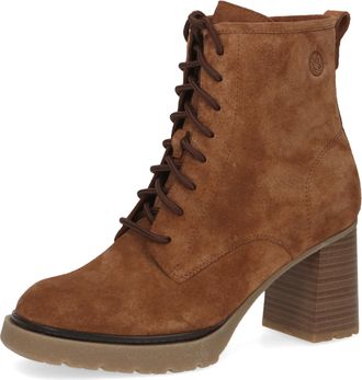 Caprice Damen Stiefeletten zum Schnüren aus Leder mit Blockabsatz, Braun (Cognac Suede), 40 EU