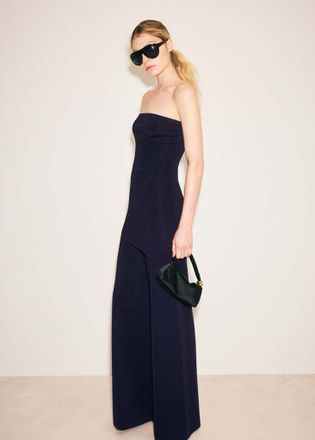 Mango Pantalon maille wideleg bleu marine - Femme - XS - MANGO