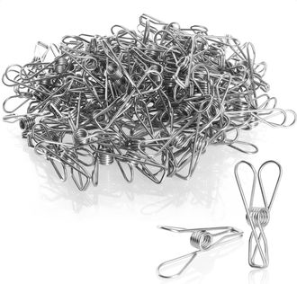 Com-Four 100x Wäscheklammer aus Metall - langlebige Handtuchklammern aus rostfreiem Edelstahl - Strandtuchklemmen (Edelstahl - 100 Stück)