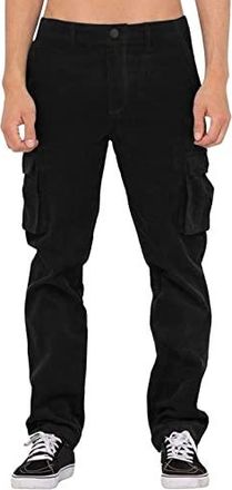 Generic ARtray Pantalon droit en velours c&ocirc;tel&eacute; de couleur unie pour homme - Pantalon cargo extensible avec plusieurs poches - Salopette ample d&eacute;contract&eacute;e po