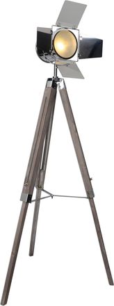 Näve Stehleuchte, Braun, Chrom, Metall, Kiefer, 100-140 cm, höhenverstellbar, Lampen & Leuchten, Innenbeleuchtung, Stehlampen, Stehlampen