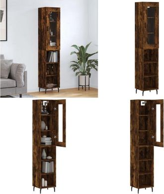 vidaXL Buffet haut Ch&ecirc;ne fum&eacute; 34,5x34x180 cm Bois ding&eacute;nierie - Buffet ch&ecirc;ne fum&eacute; - Bois ding&eacute;nierie