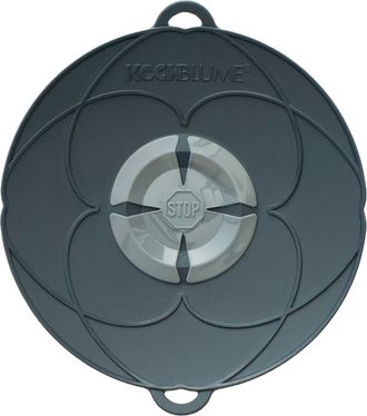 Kochblume das Original, Silikon Überkochschutz für Töpfe und Pfannen, Mikrowellen-Deckel, Spritzschutz und Dampfgar-Aufsatz | (anthrazit, XS | Topfgröße 7-12cm)
