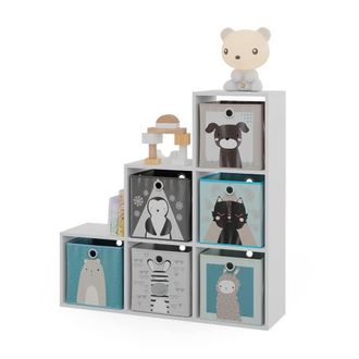 Vicco Treppenregal, Wei&szlig;, 107.2 x 107.8 cm mit Faltboxen Opt.2